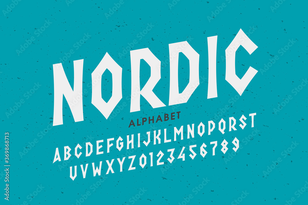 Nordic style font design, alphabet letters and numbers Stock Vector ...