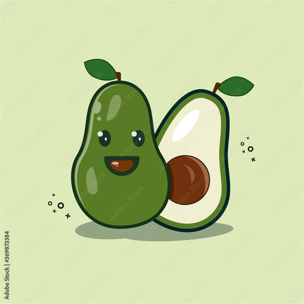 Fruit Avocado Cute kawaii chibi logo Stock Vector | Adobe Stock