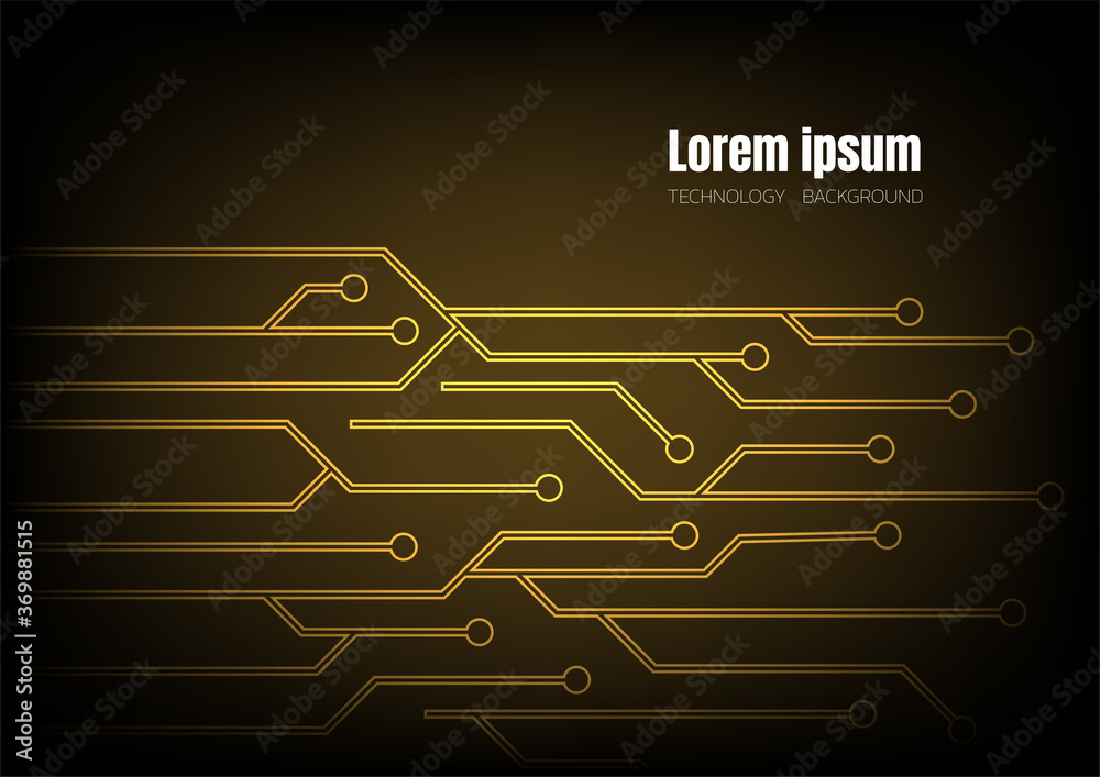 yellow circuit technology abstract background, innovative connection ...