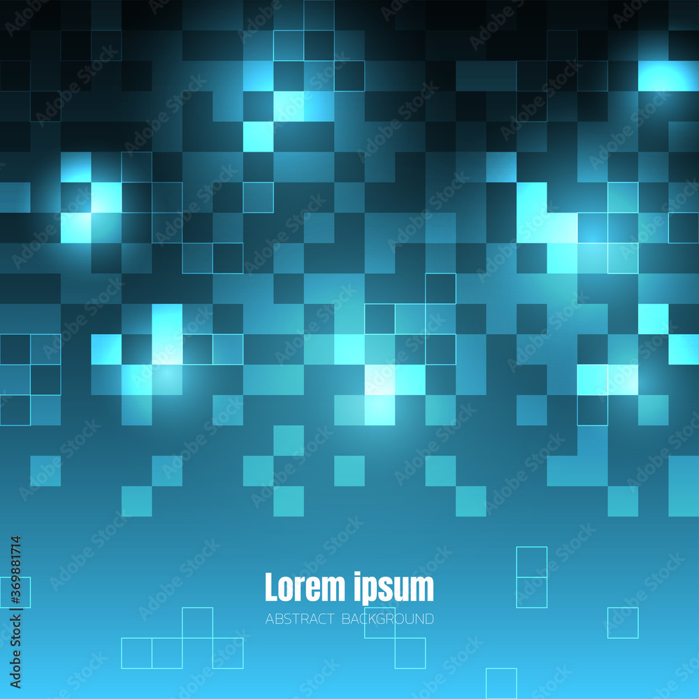 blue pixel mosaic technology abstract background, square geometric ...