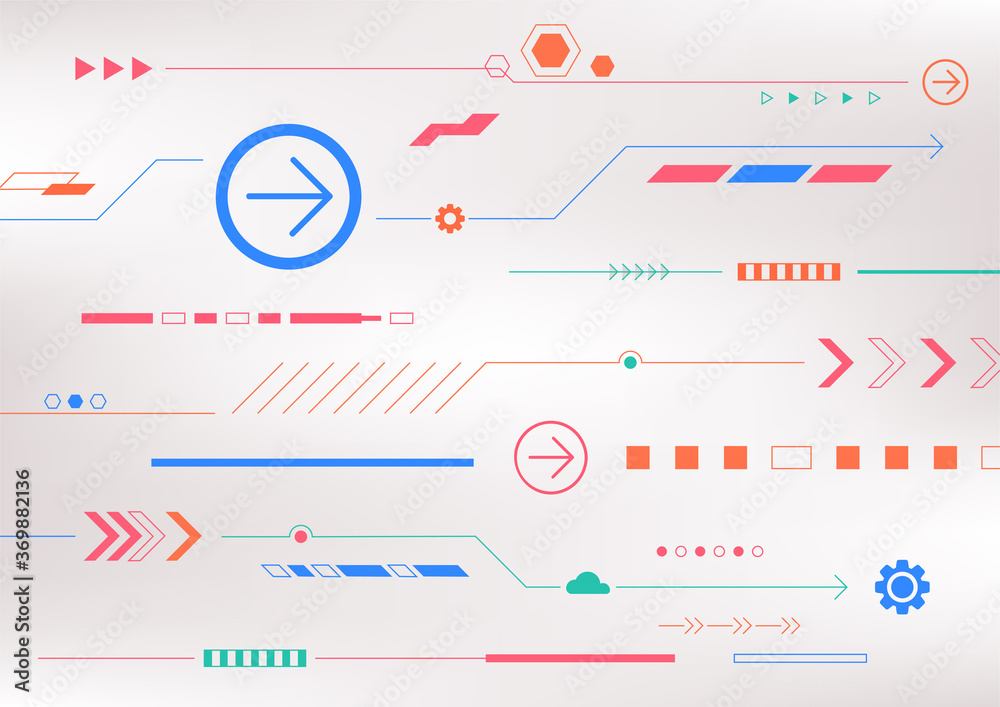 line arrow technology abstract white background, digital system space ...
