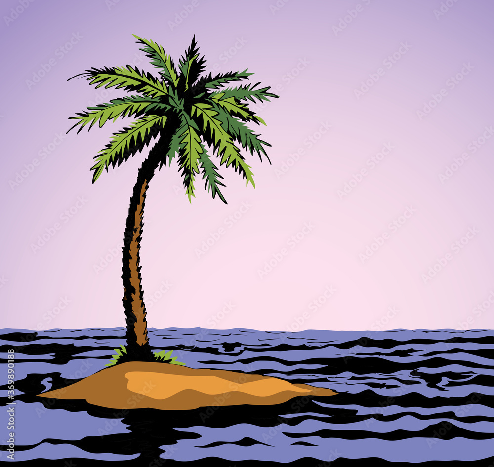 Small desert island. Vector drawing Stock Vector | Adobe Stock