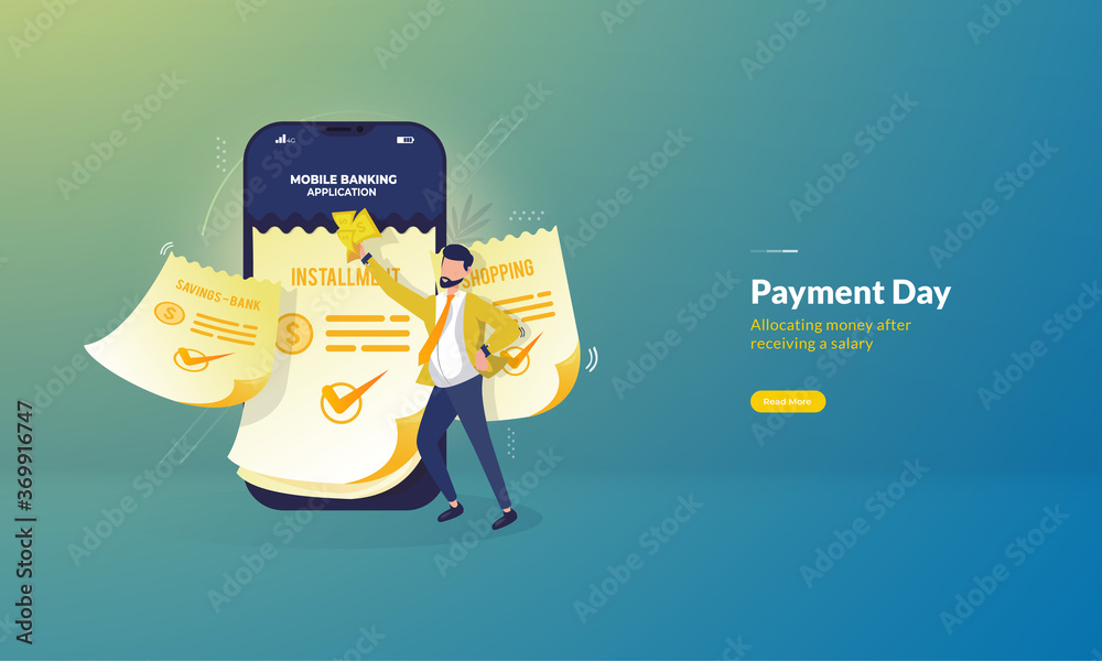 Pay installments using mobile banking for payment day illustration ...