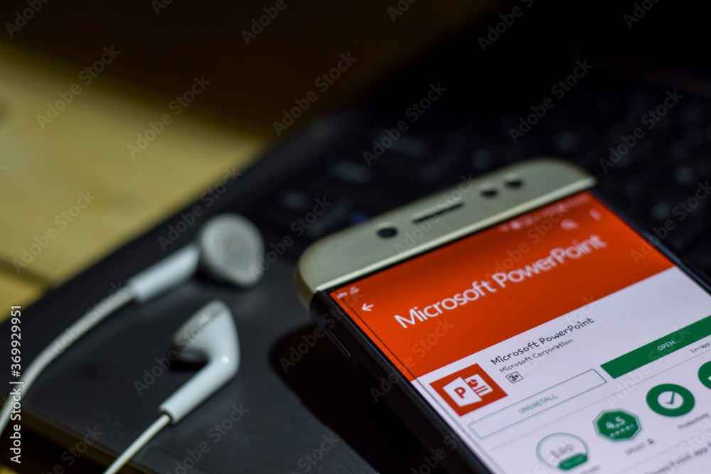 Microsoft PowerPoint dev app on Smartphone screen. PowerPoint is a ...