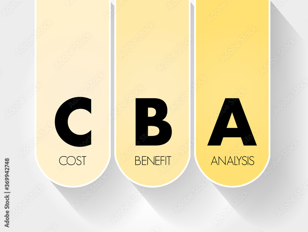 CBA - Cost-benefit Analysis acronym, business concept background Stock ...