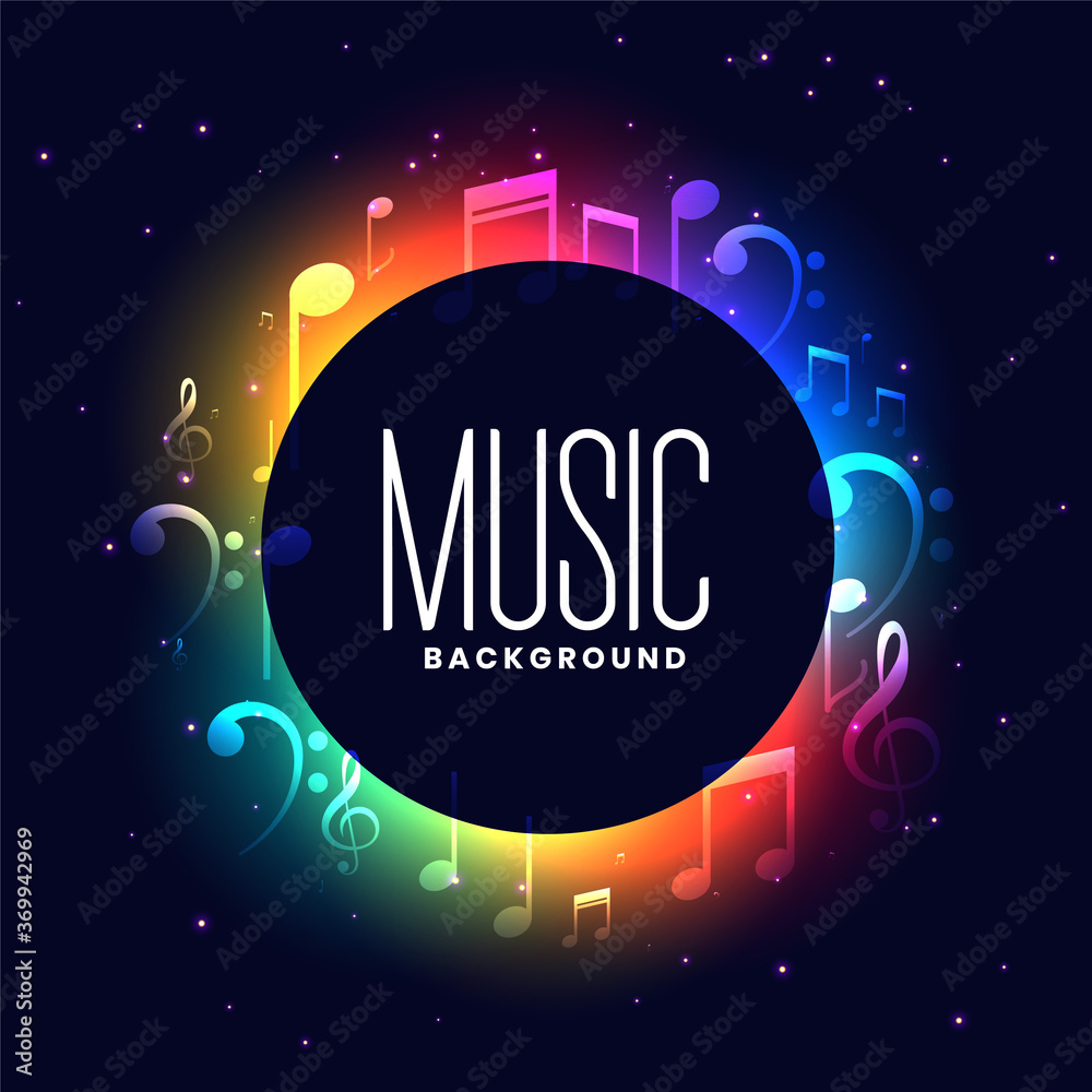 colorful musical festival background with music notes design Stock ...