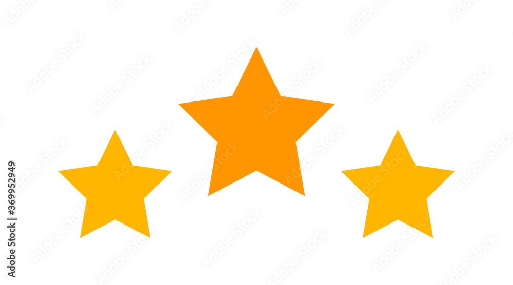 3 stars icon cute isolated on white, cartoon star shape yellow orange ...