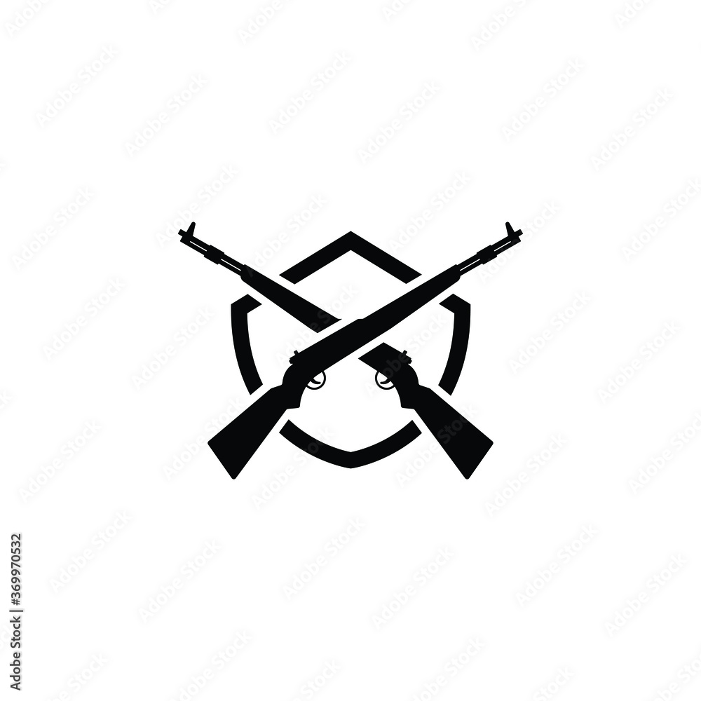 Military logo with long guns and shield icon vector Stock Vector ...