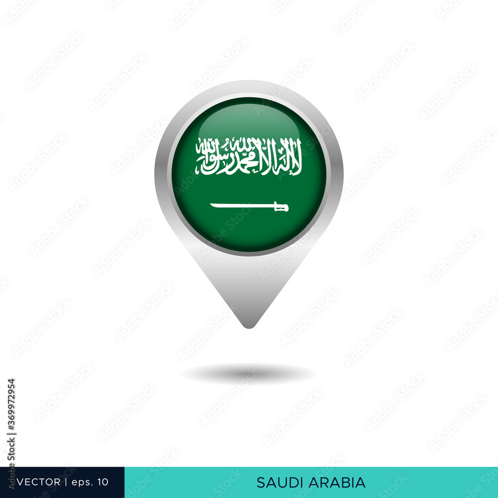 Saudi Arabia flag map pin vector design template Stock Vector | Adobe Stock