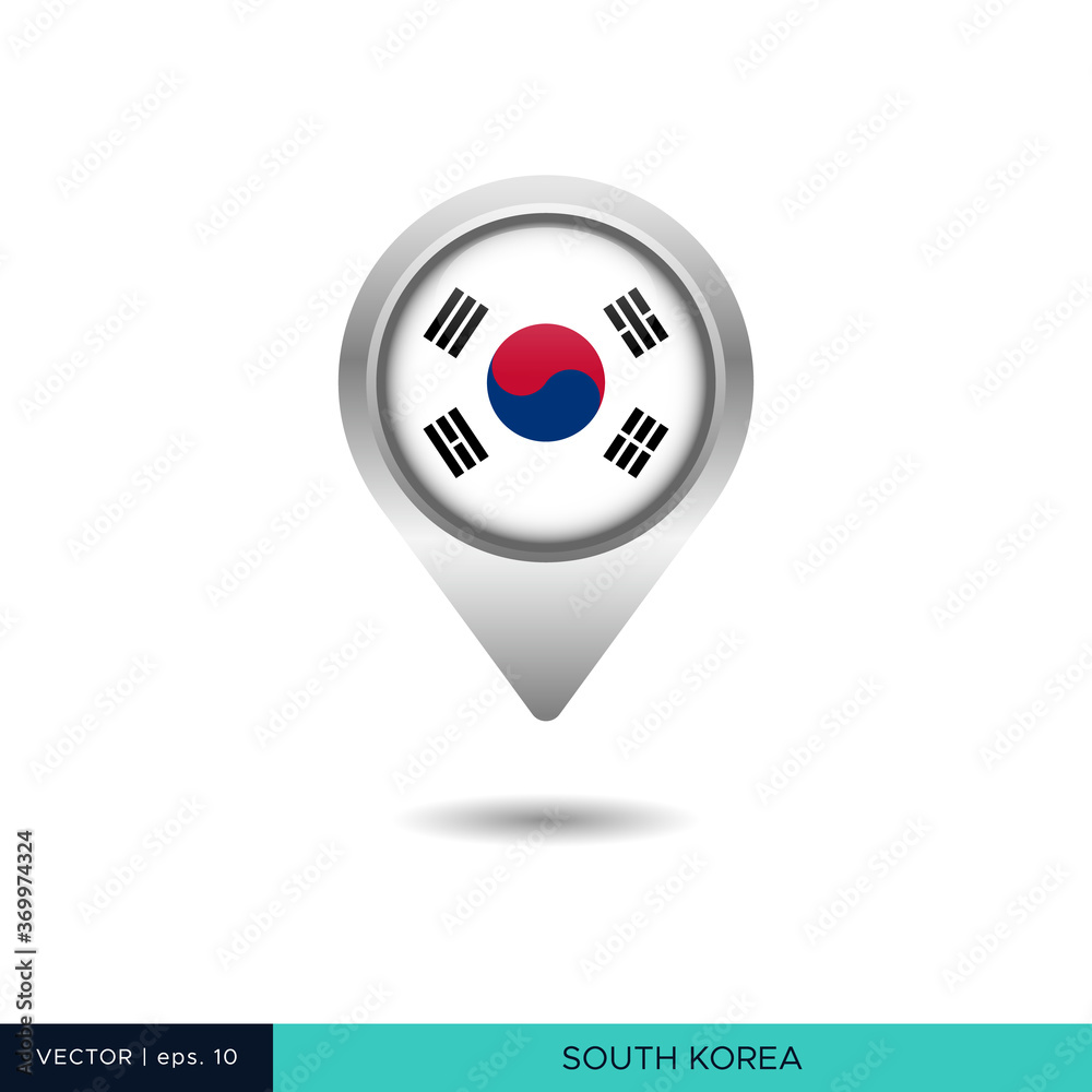 South Korea flag map pin vector design template Stock Vector | Adobe Stock