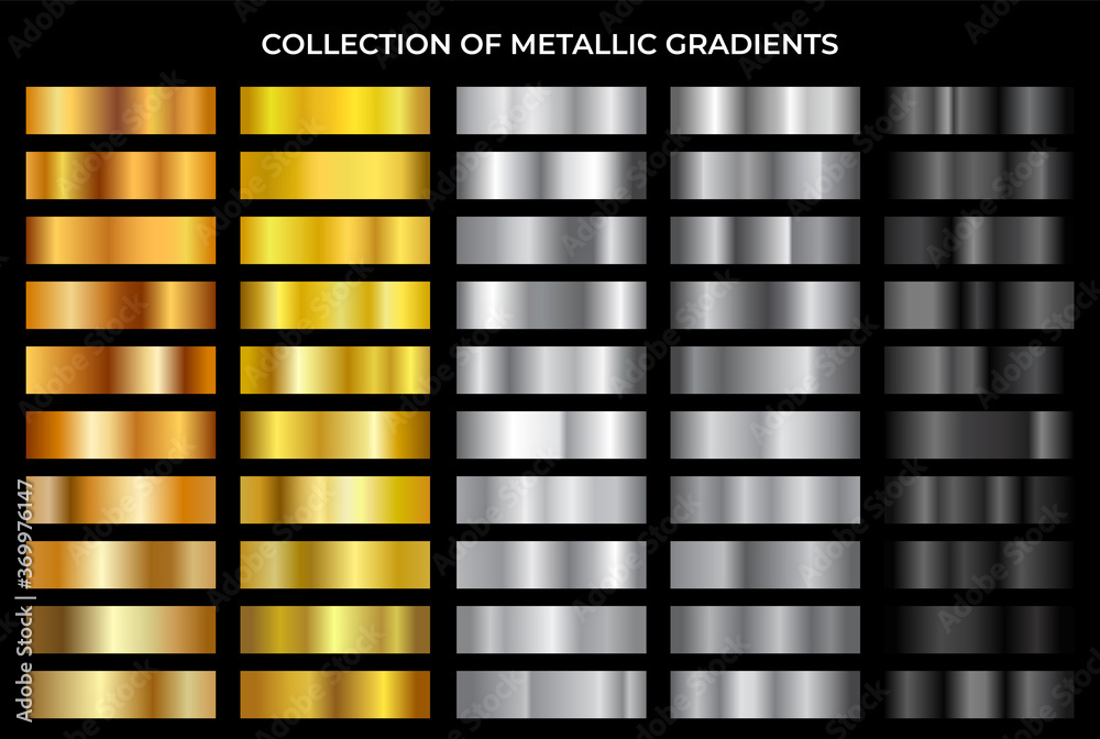 Gold, bronze, silver and black texture gradation background set. Vector ...