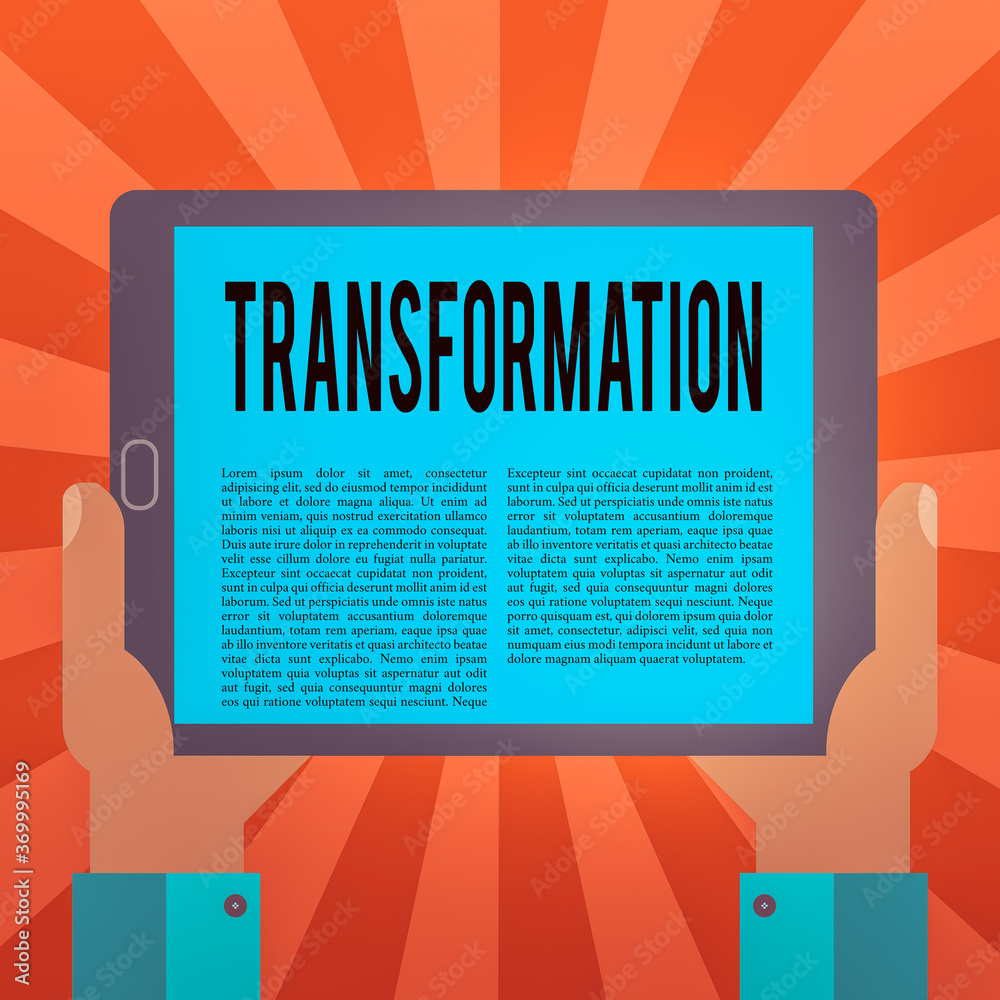 Conceptual hand writing showing Transformation. Concept meaning process ...