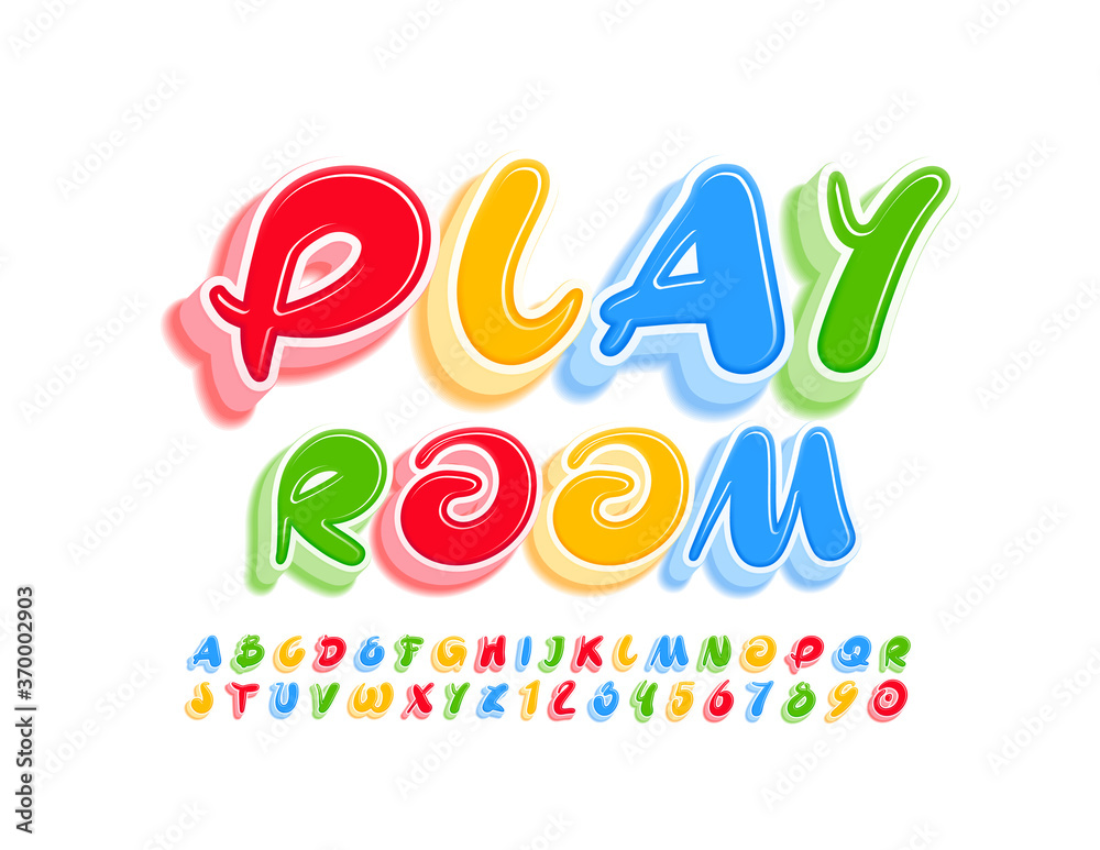 Vector creative logo Play Room. Colorful artistic Font, Handwritten ...