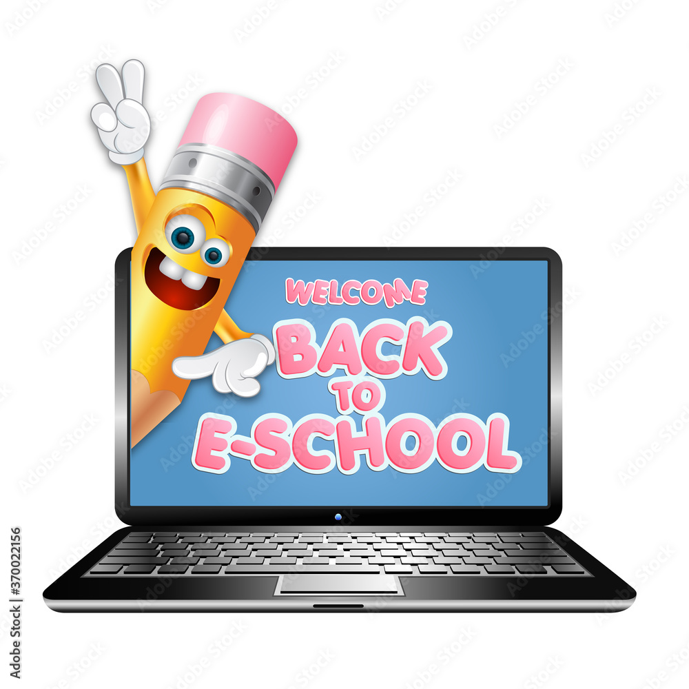 Back to School concept. E-learning concept. 3D illustrations of pencil ...