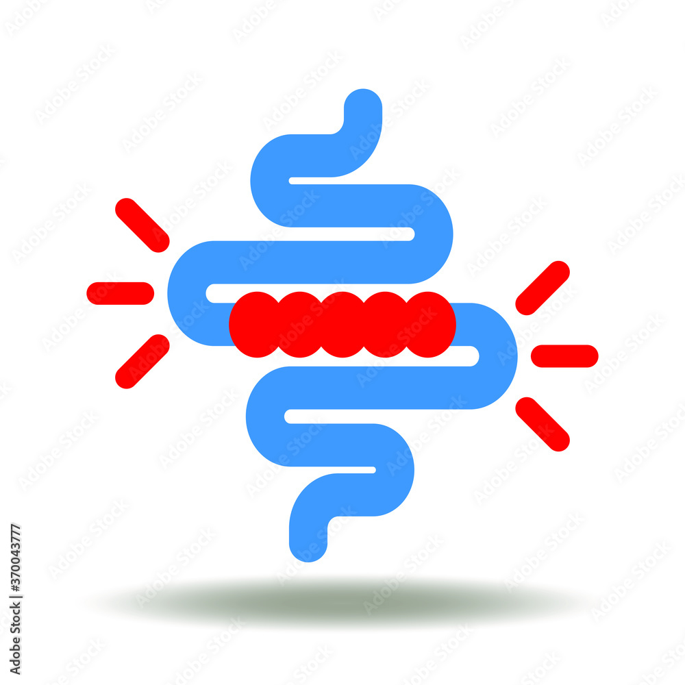 Intestines Lock Pain Icon Vector. Bowel Mash Constipation Logo. Stock ...