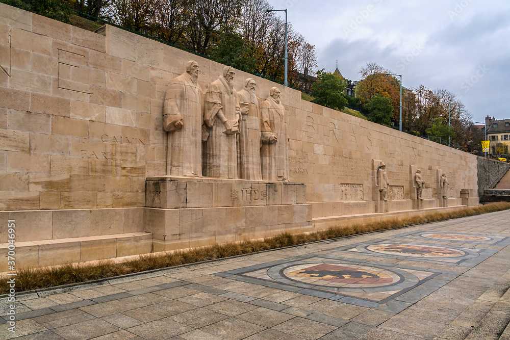 International Monument of Reformation Wall (1909) in Parc des Bastions ...