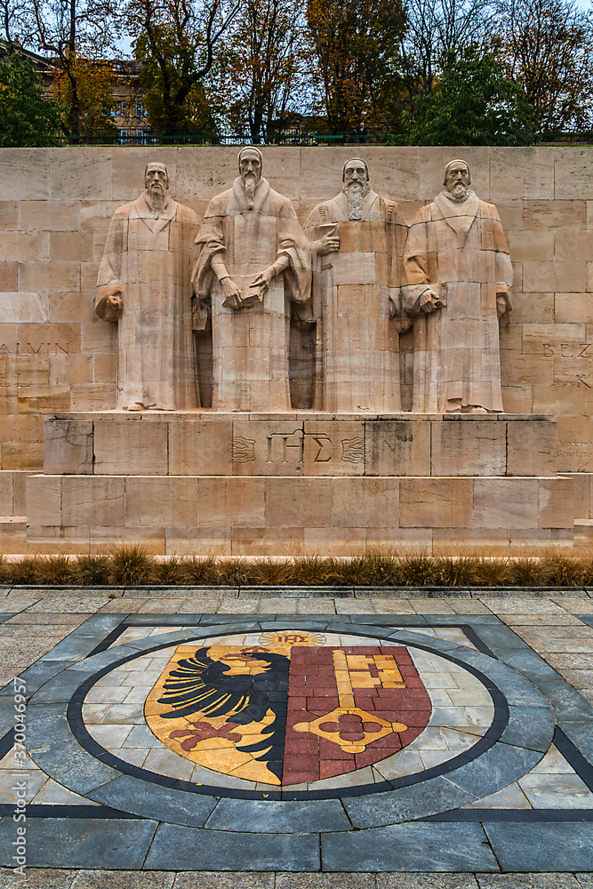 International Monument of Reformation Wall (1909) in Parc des Bastions ...
