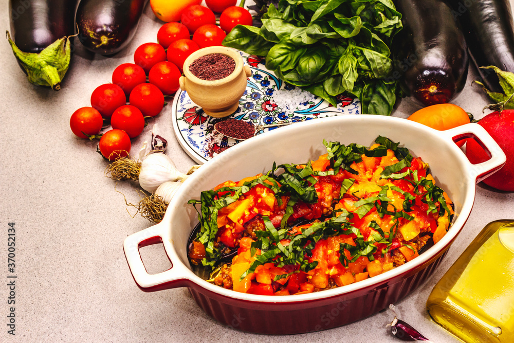 Imam Bayildi traditional Turkish famous food from stuffed eggplants ...