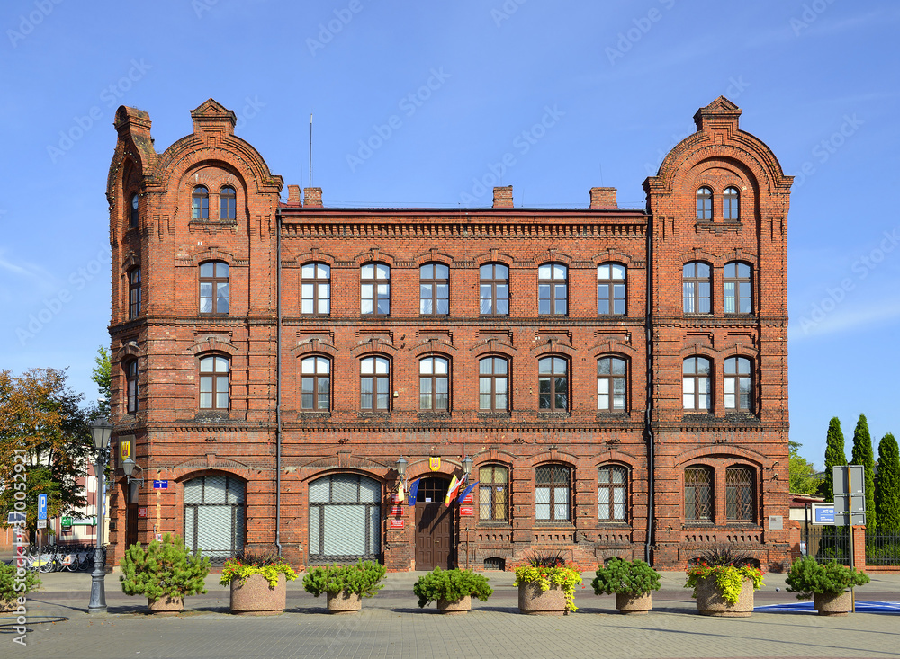 Zyrardow, Poland. Characteristic red brick industrial buildings of the ...