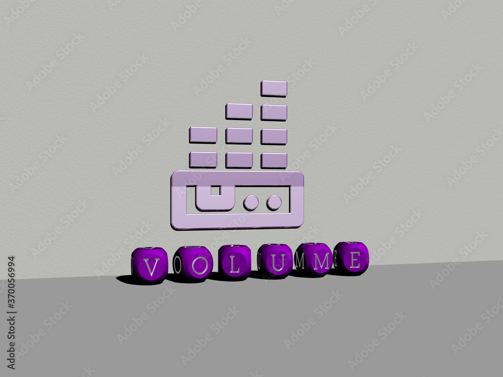 3D graphical image of volume vertically along with text built by ...
