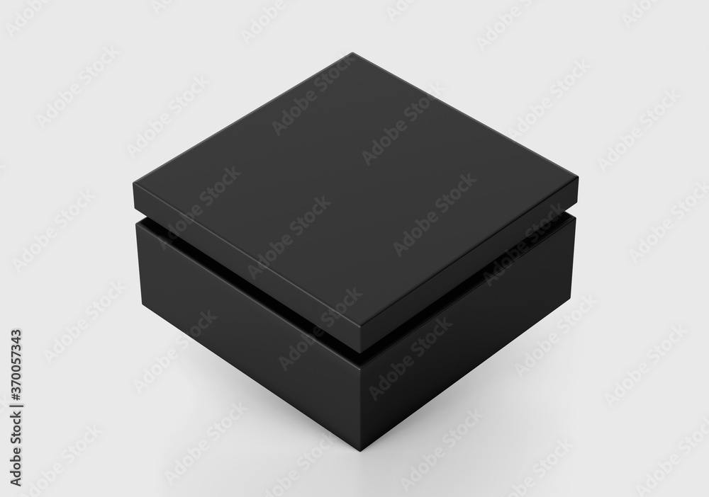 Black Square Box Mockup, Dark Shoe Box packaging container, 3d ...