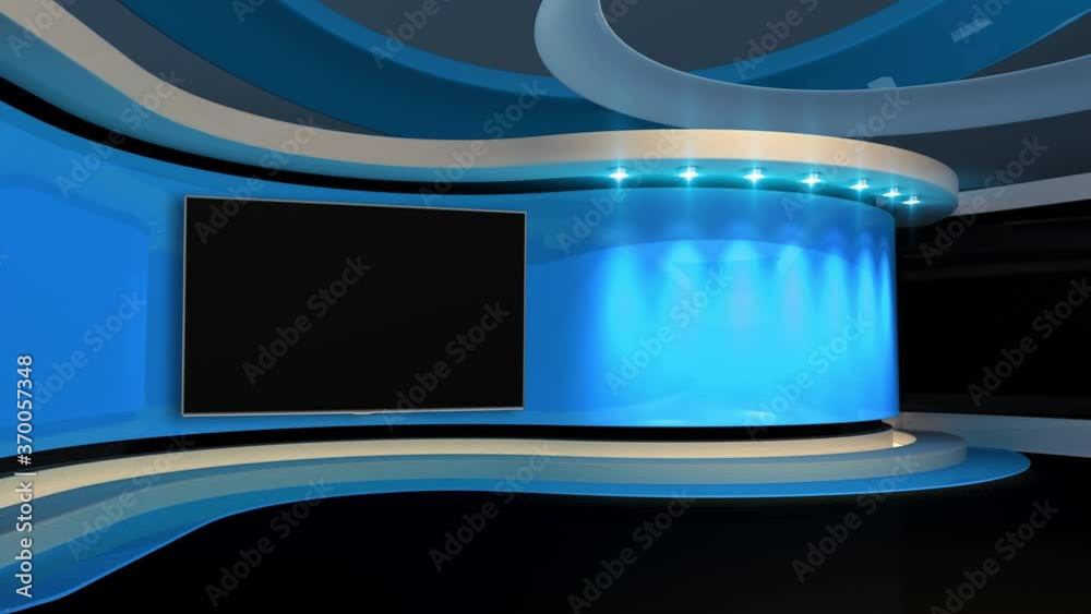 Video „Tv Studio. Blue Studio. News studio. Newsroom Background for ...