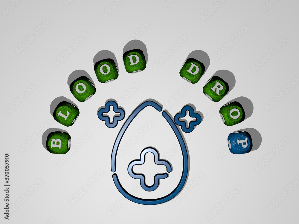 3D illustration of blood drop graphics and text around the icon made by ...