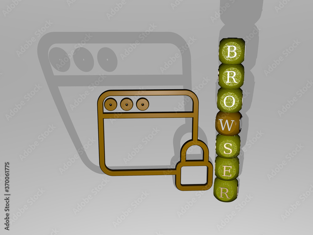 3D illustration of browser graphics and text around the icon made by ...