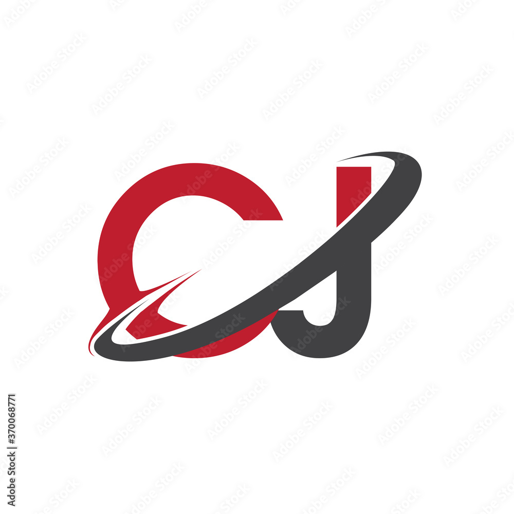CJ initial logo company name colored red and black swoosh design ...