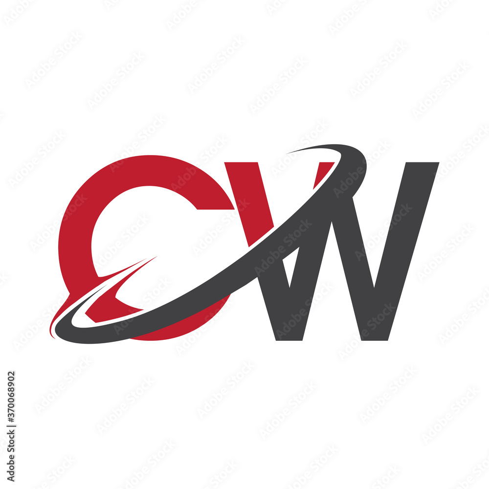 CW initial logo company name colored red and black swoosh design ...