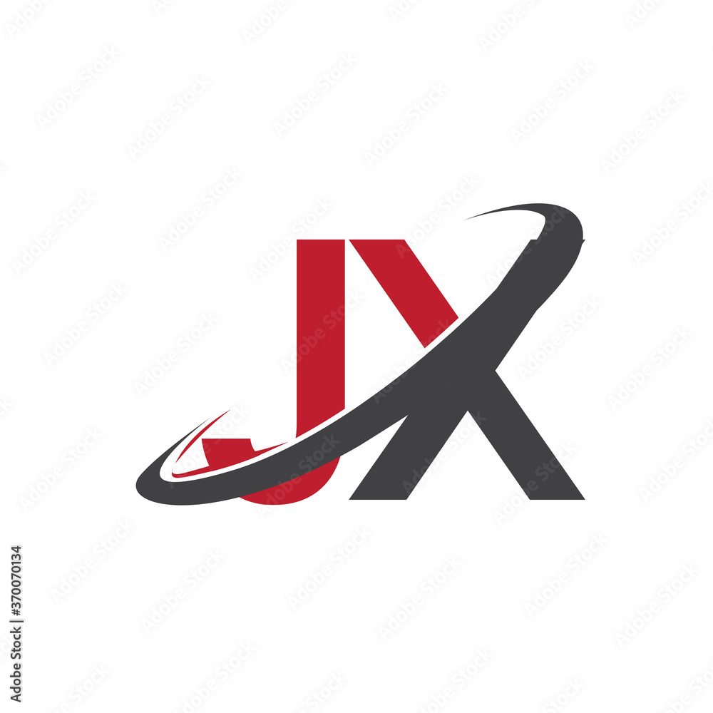 JX initial logo company name colored red and black swoosh design ...