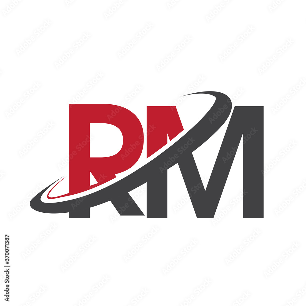 RM initial logo company name colored red and black swoosh design ...