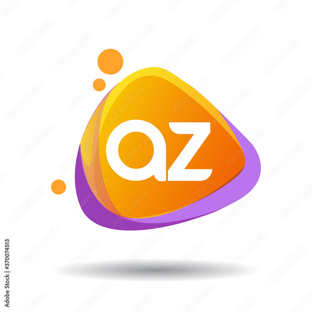 Letter AZ logo in triangle splash and colorful background, letter ...