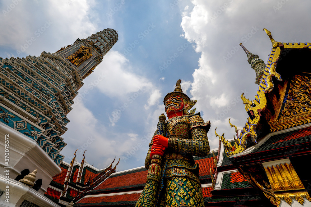 Giant Yaksha guarding the Temple of the Emerald Buddha or Wat Phra Kaew ...