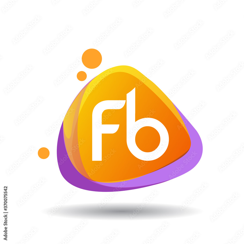 Letter FB logo in triangle splash and colorful background, letter ...