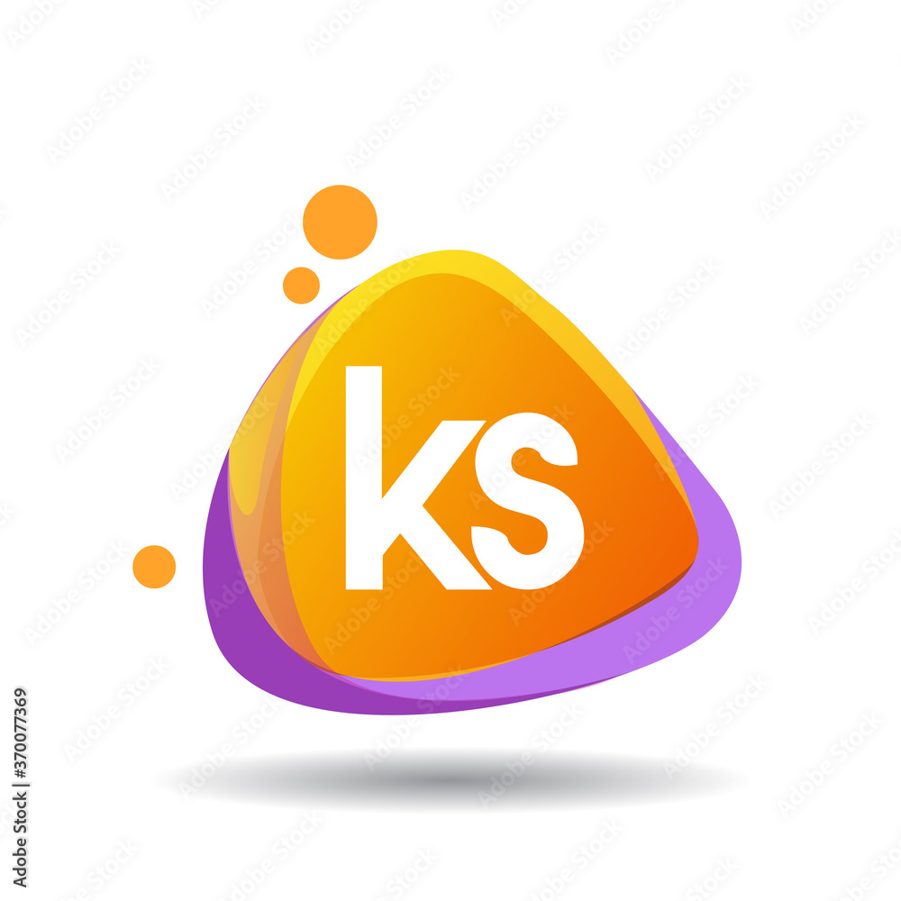 Letter KS logo in triangle splash and colorful background, letter ...