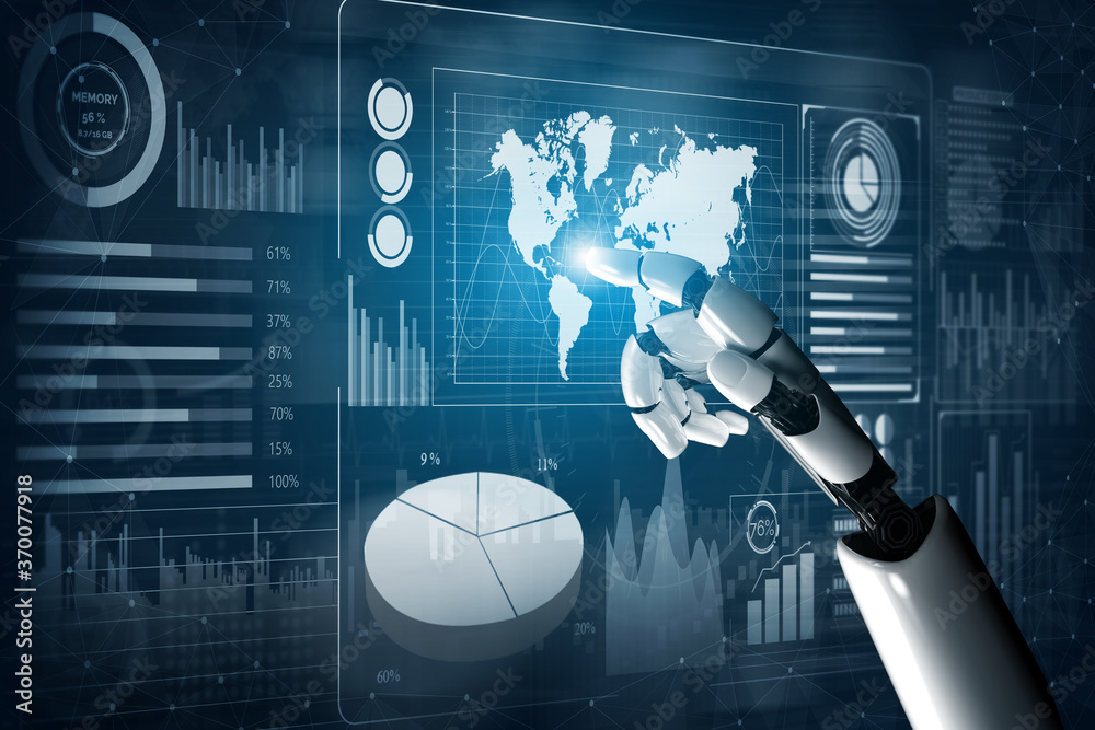 3D Rendering futuristic robot technology development, artificial ...