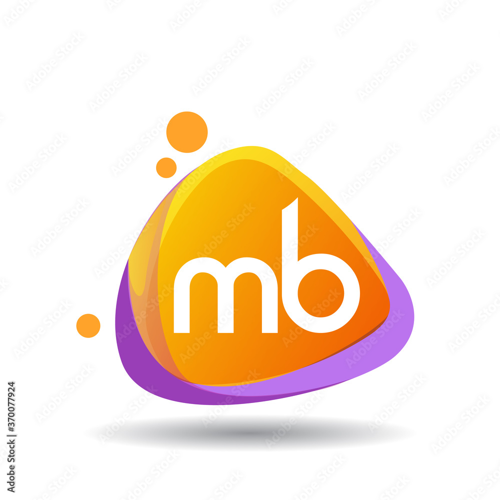 Letter MB logo in triangle splash and colorful background, letter ...