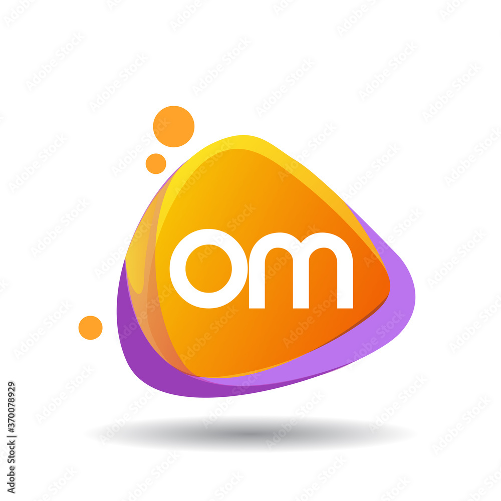Letter OM logo in triangle splash and colorful background, letter ...