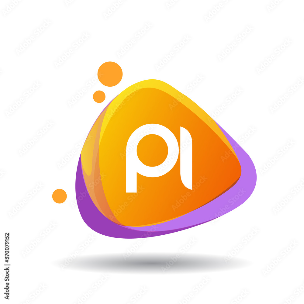 Letter PI logo in triangle splash and colorful background, letter ...