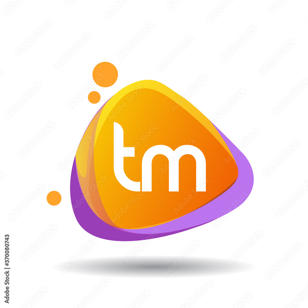 Letter TM logo in triangle splash and colorful background, letter ...