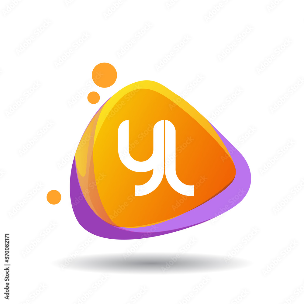Letter YL logo in triangle splash and colorful background, letter ...