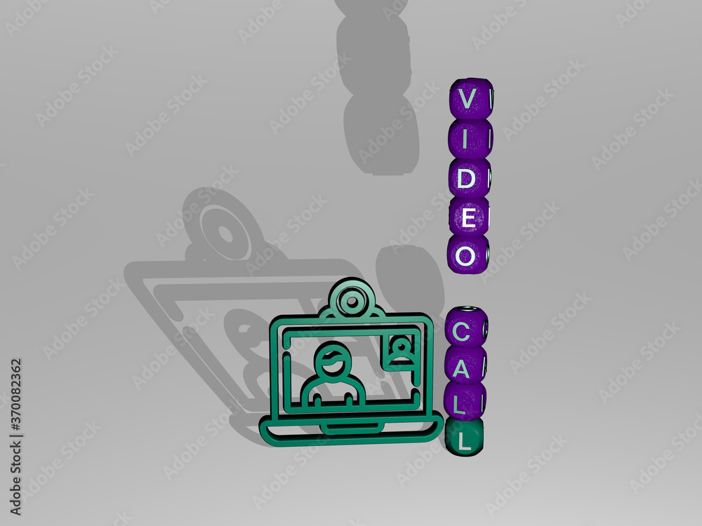 3D graphical image of video call vertically along with text built ...