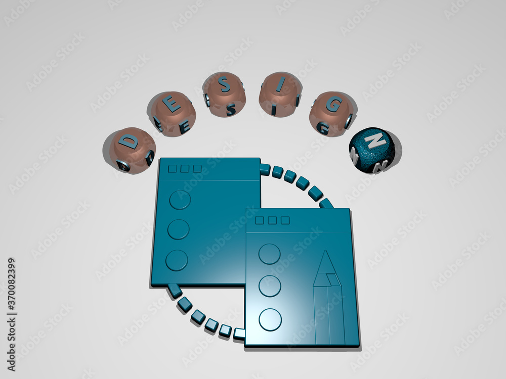3D illustration of design graphics and text around the icon made by ...