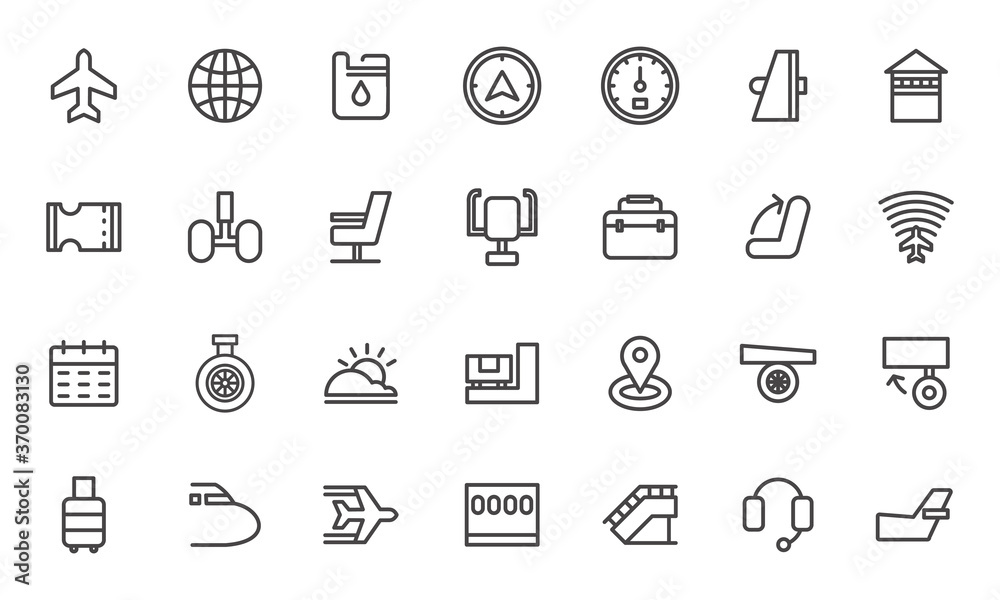 simple outline commercial airplane icon Stock Vector | Adobe Stock