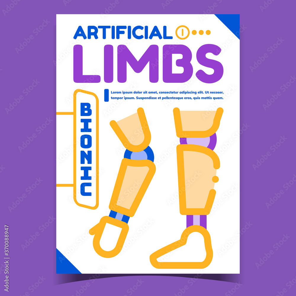 Artificial Bionic Limbs Advertising Poster Vector. Medical Human Limbs ...