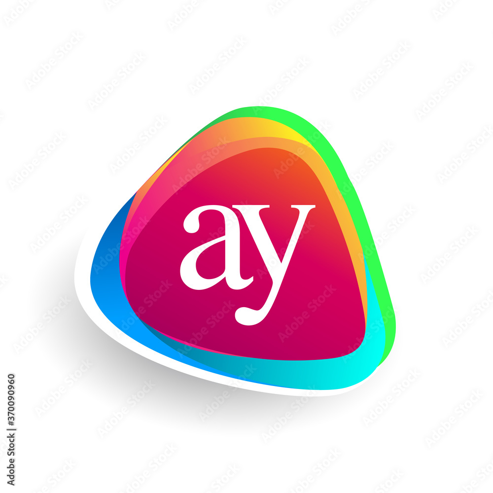 Letter AY logo in triangle shape and colorful background, letter ...