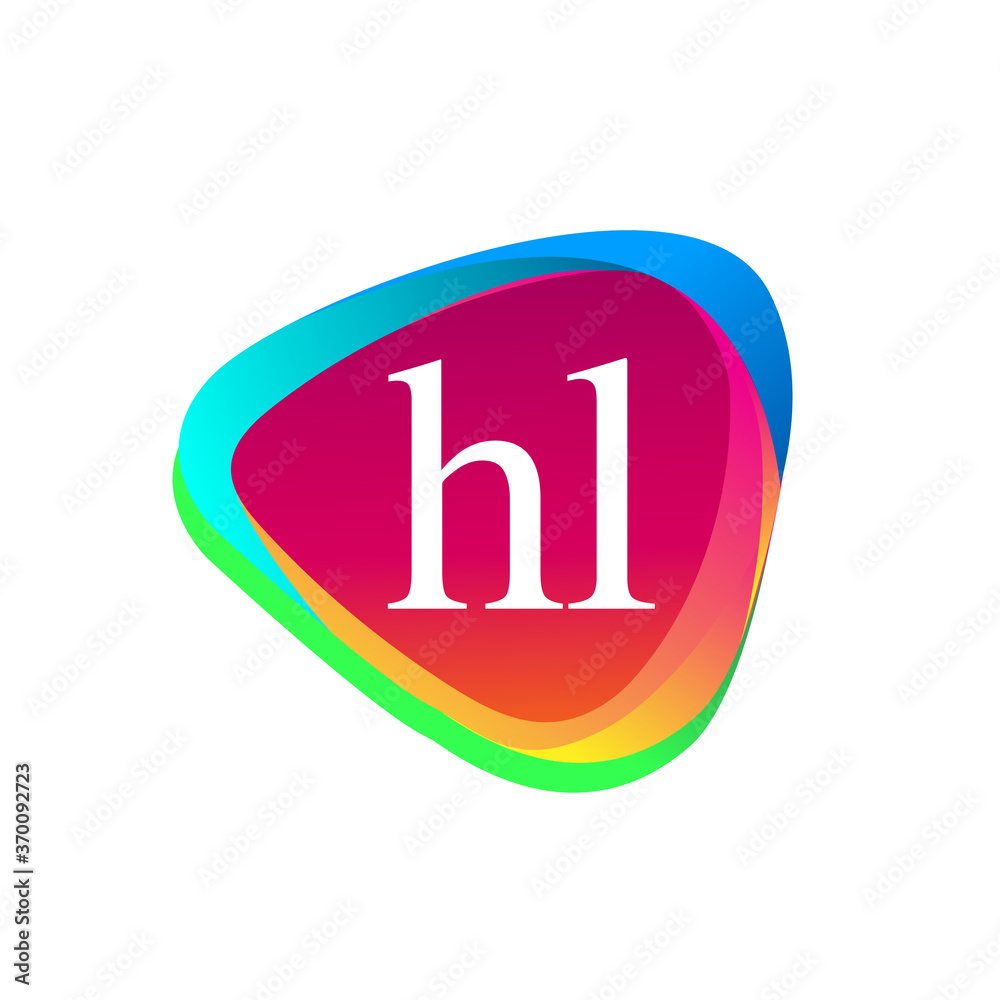 Letter HL logo in triangle shape and colorful background, letter ...