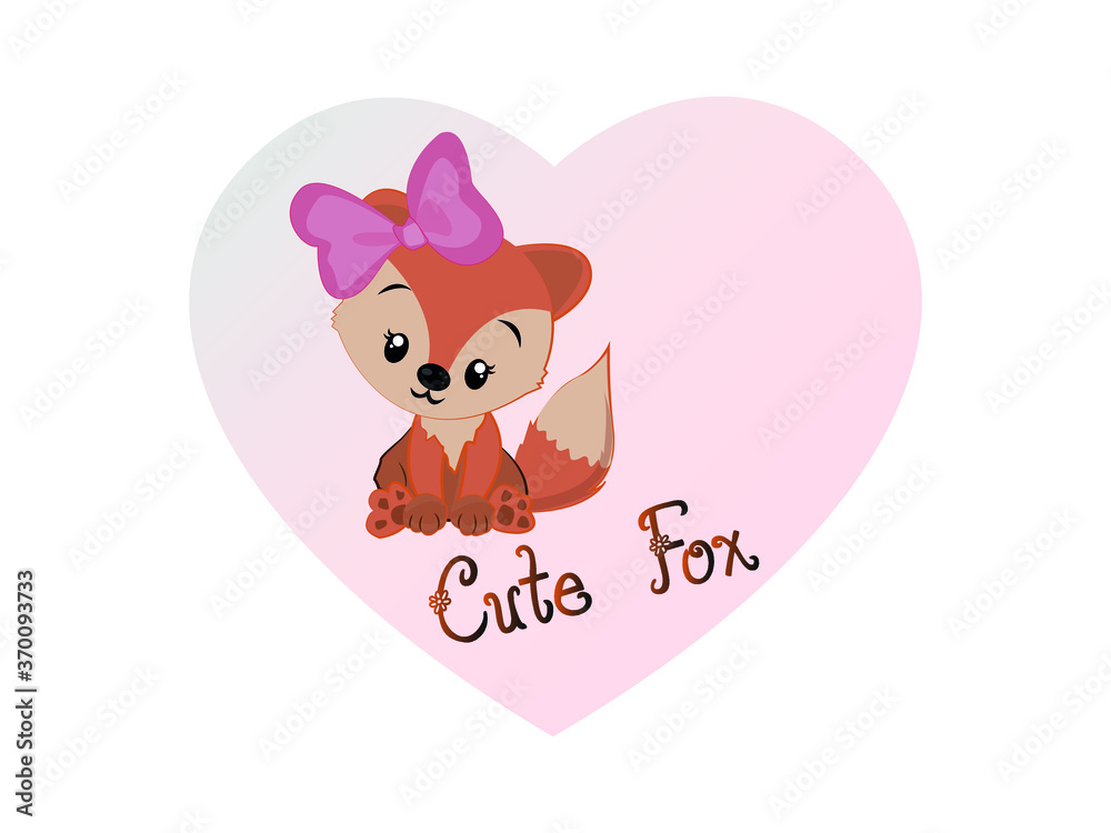 Cute cartoon baby fox vector illustration isolated on white background ...