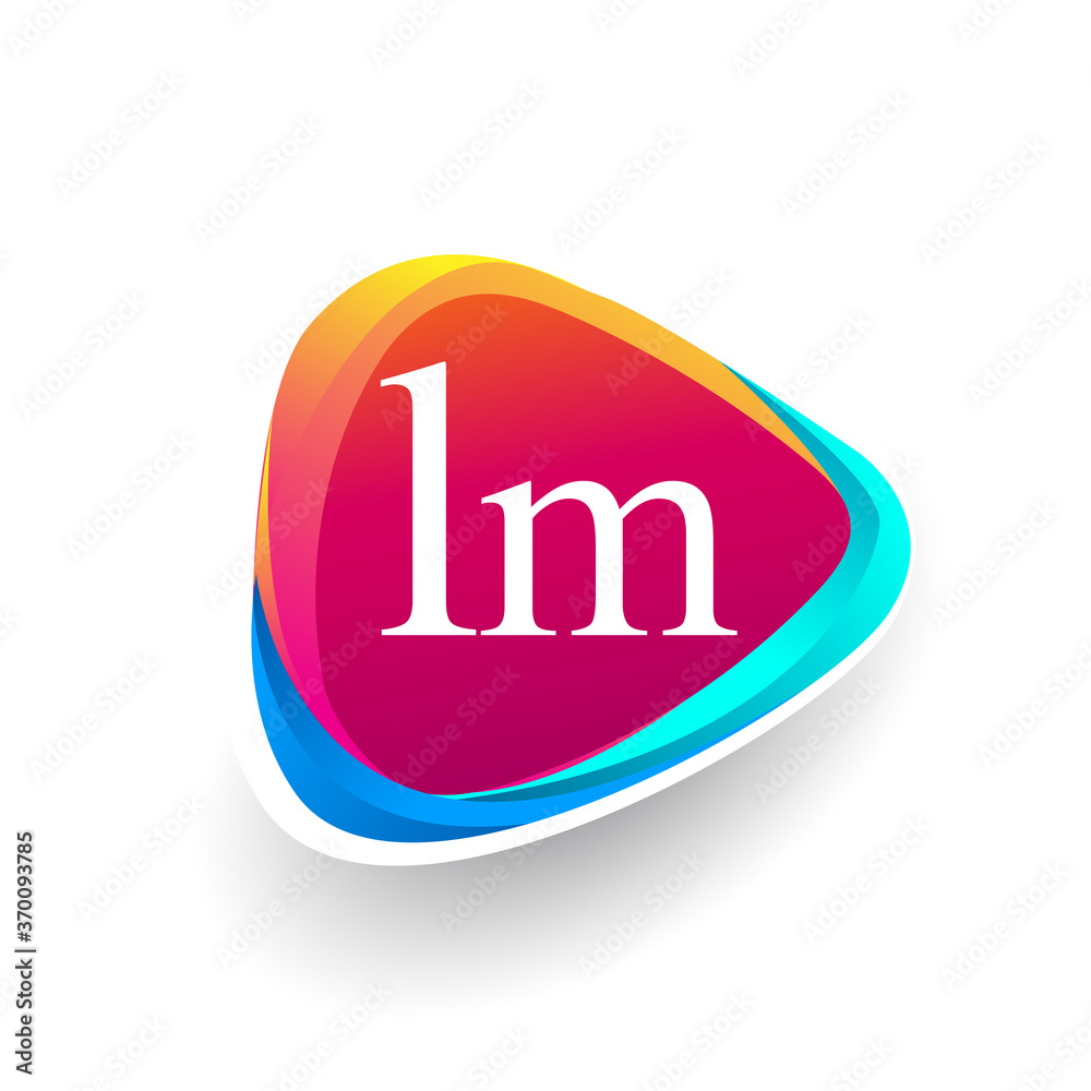 Letter LM logo in triangle shape and colorful background, letter ...